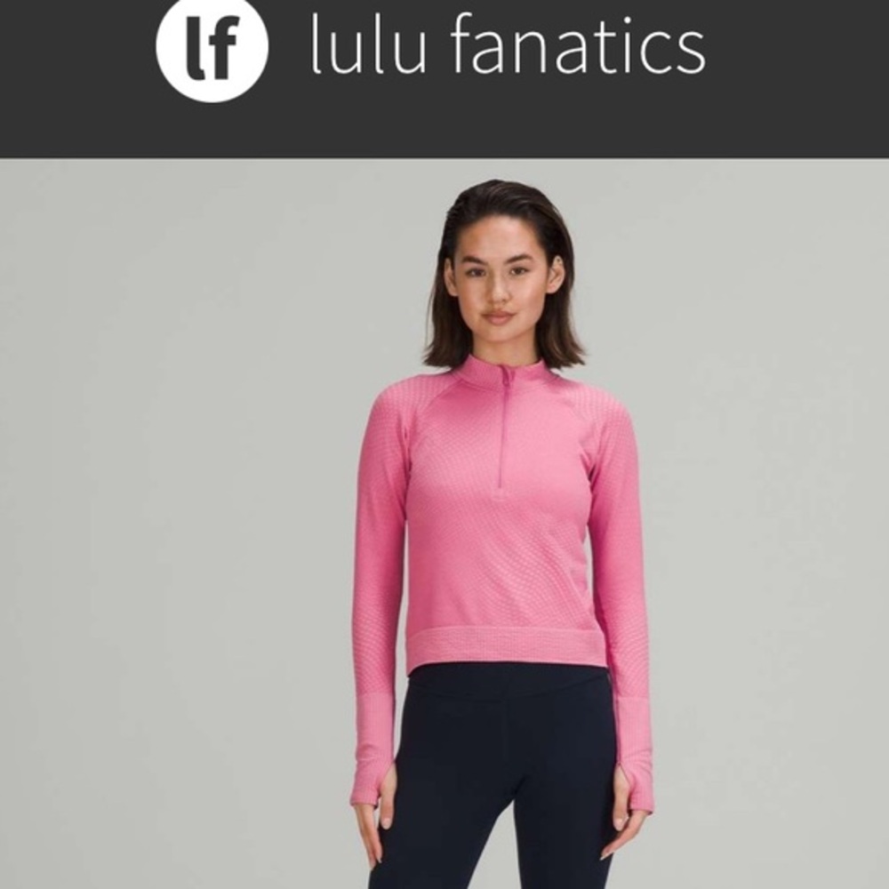 Lululemon Rest Less Cropped Half-Zip Sz 8 Grid Warp P… - Gem